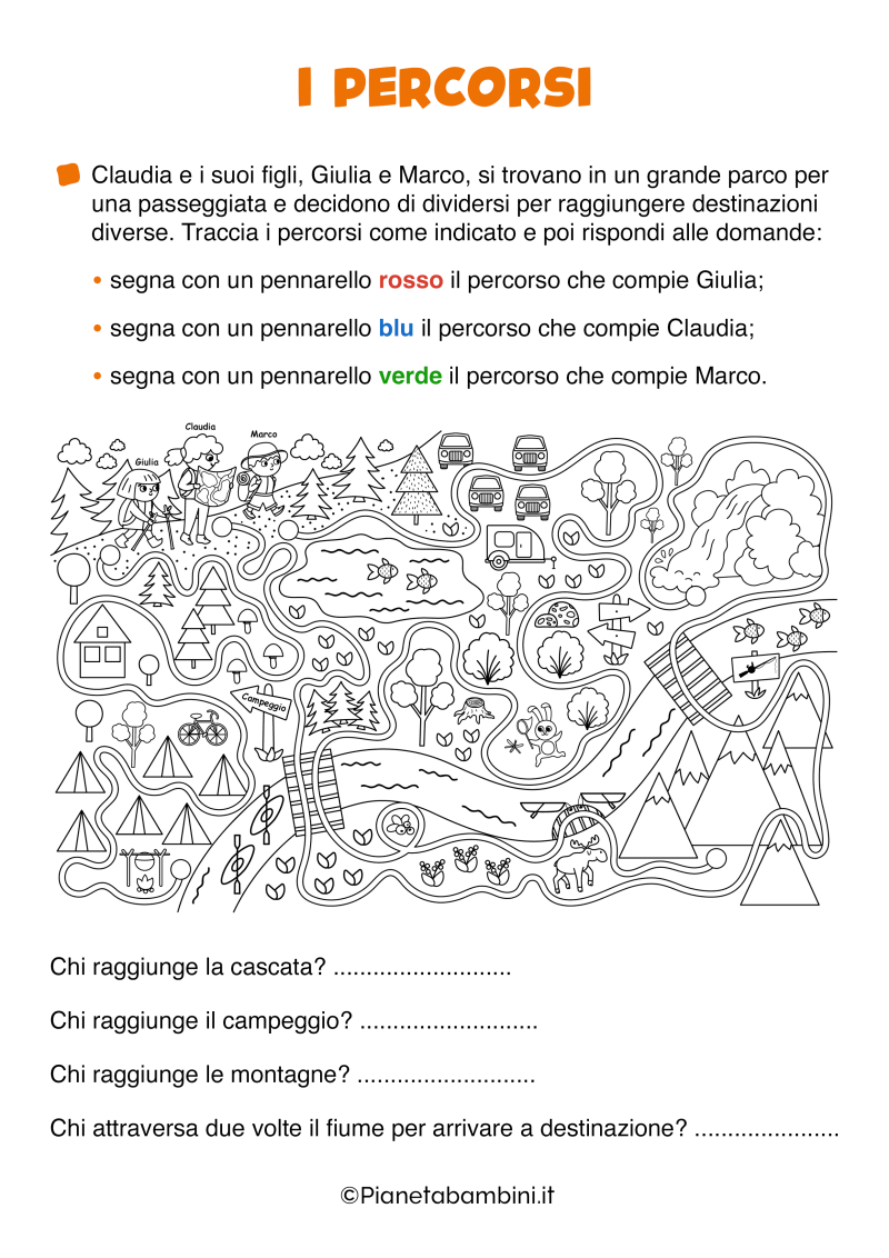 I Percorsi: Schede per la Classe Prima e Seconda | PianetaBambini.it