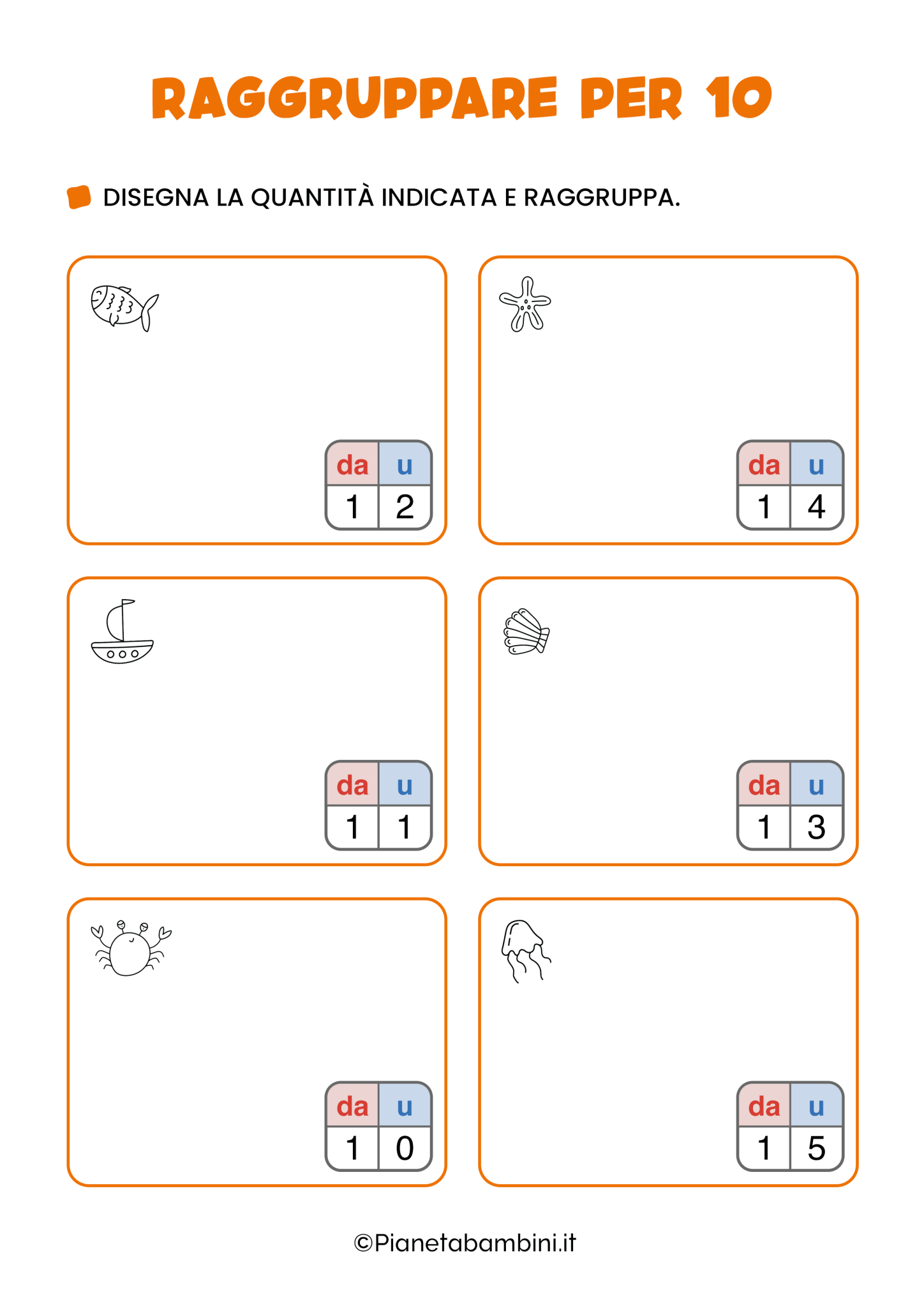 Raggruppare per 10: Schede per la Classe Prima | PianetaBambini.it
