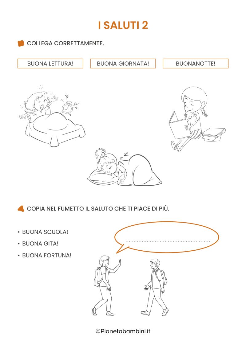 I Saluti in Italiano: Schede per Stranieri e BES | PianetaBambini.it