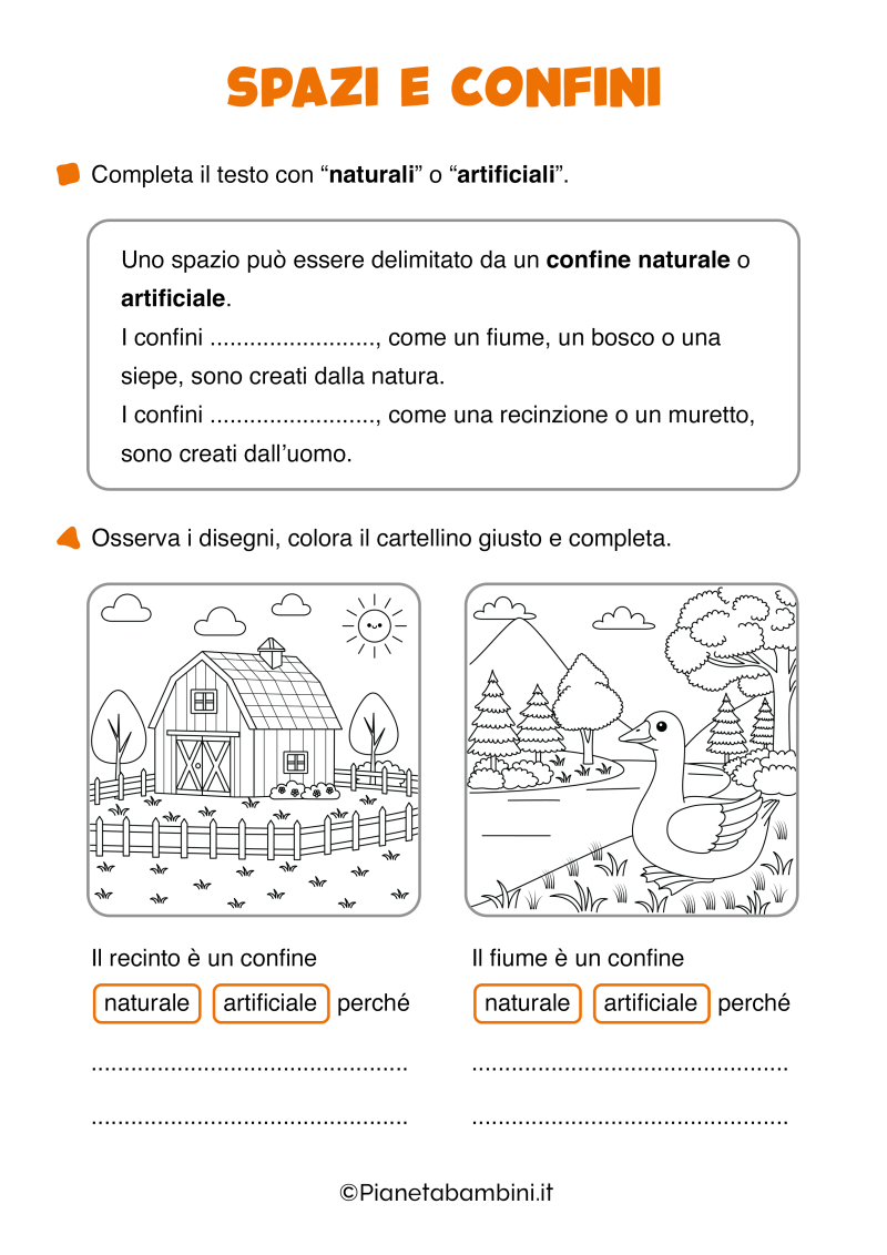 Spazi e Confini: Schede per la Classe Seconda | PianetaBambini.it