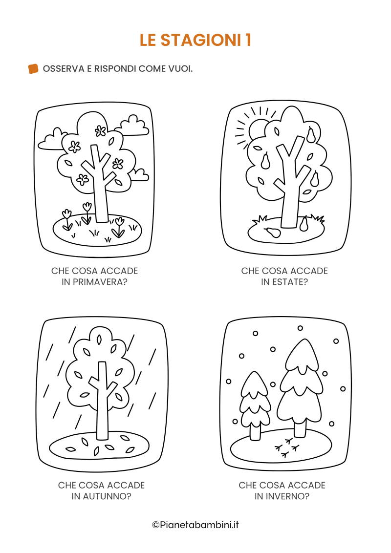 Le Stagioni in Italiano: Schede per Stranieri e BES | PianetaBambini.it