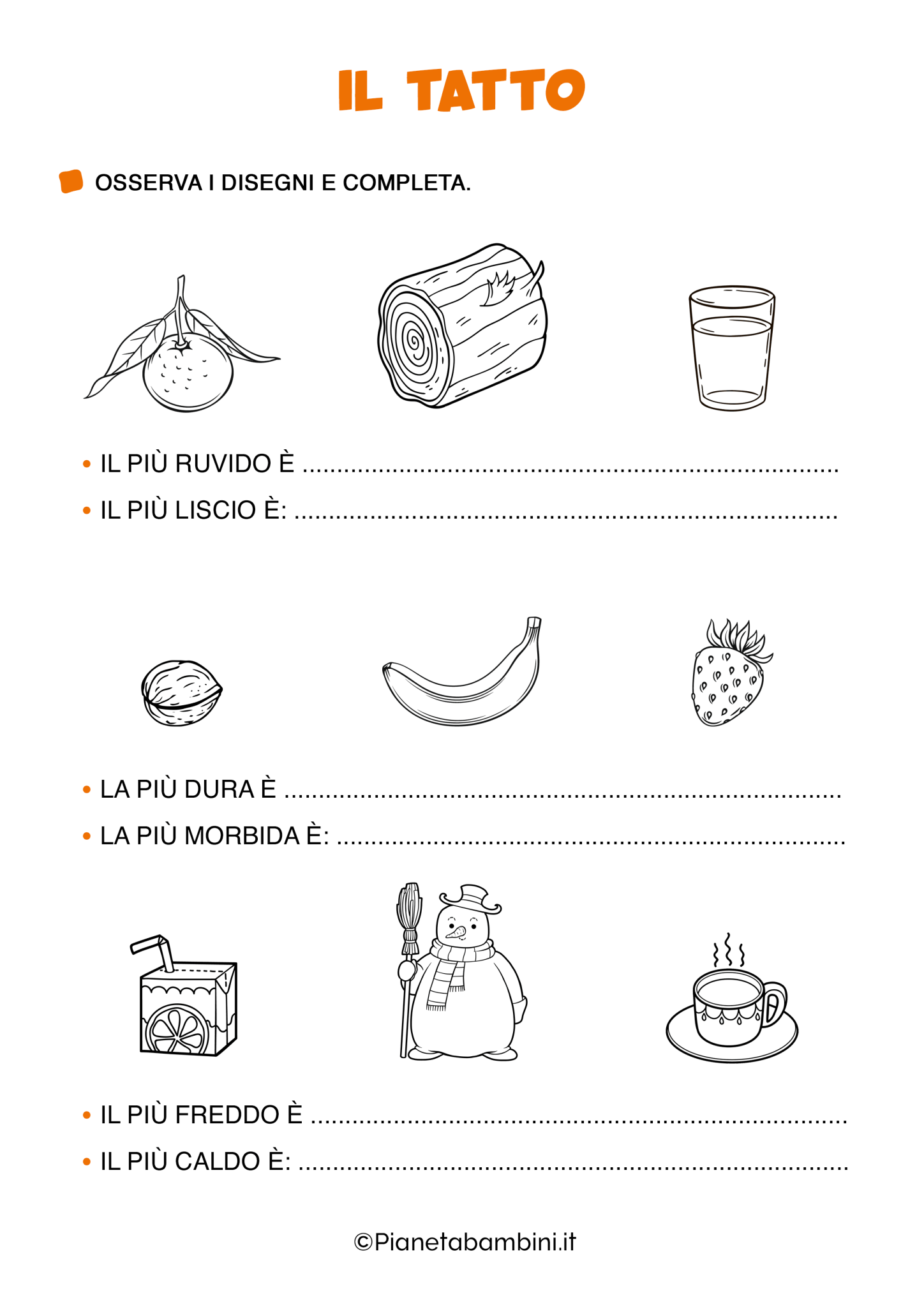 Il Tatto: Schede Didattiche per la Classe Prima | PianetaBambini.it