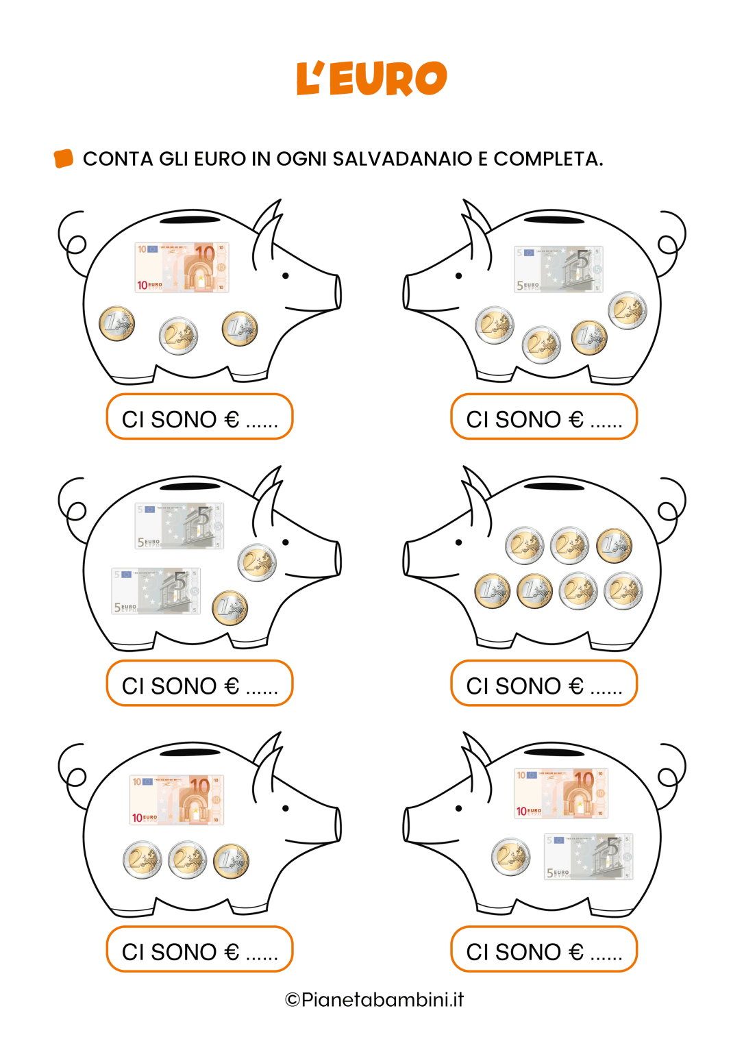 Schede Didattiche sull'Euro per la Scuola Primaria | PianetaBambini.it