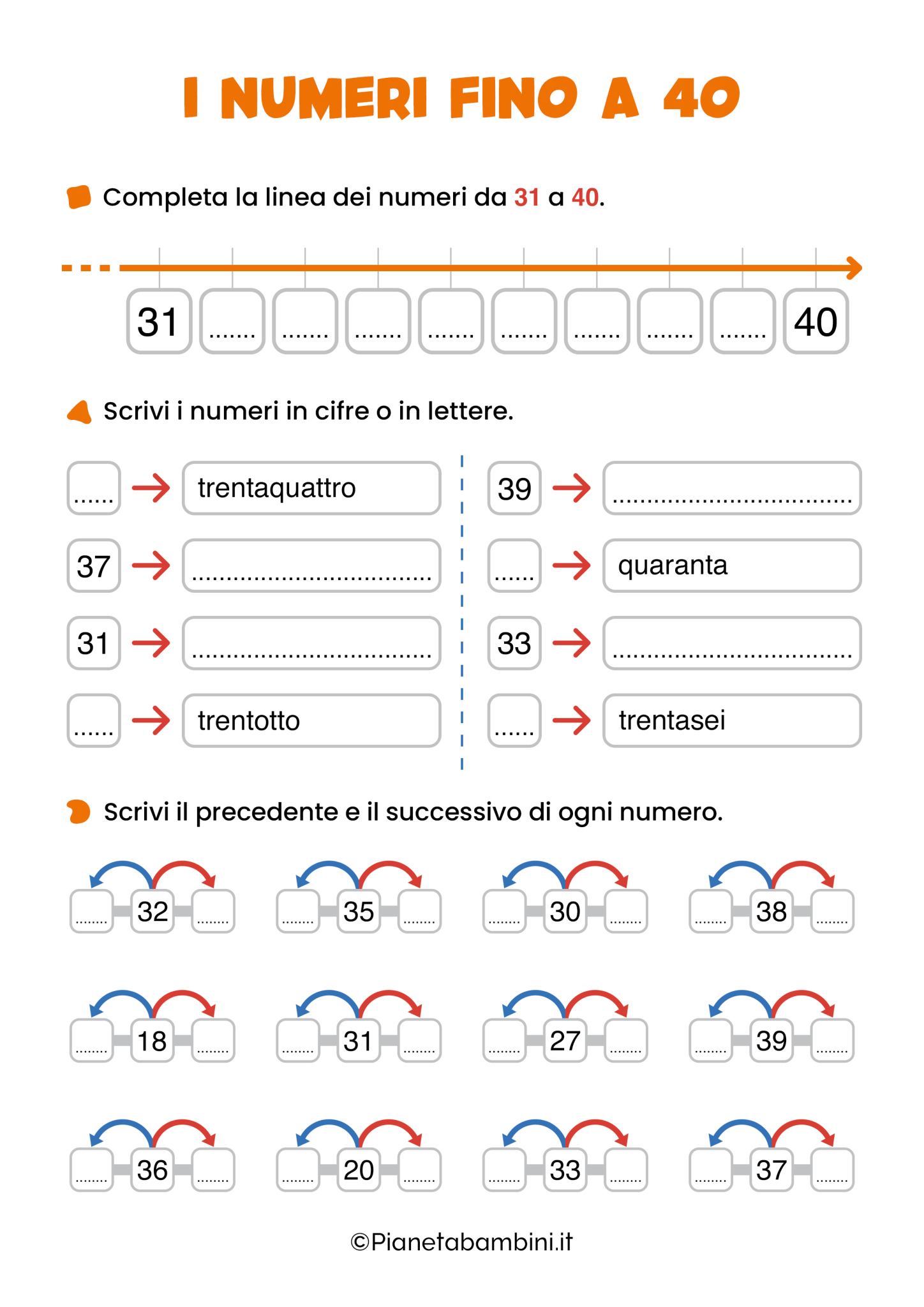 I Numeri Fino a 40: Schede per la Classe Seconda | PianetaBambini.it