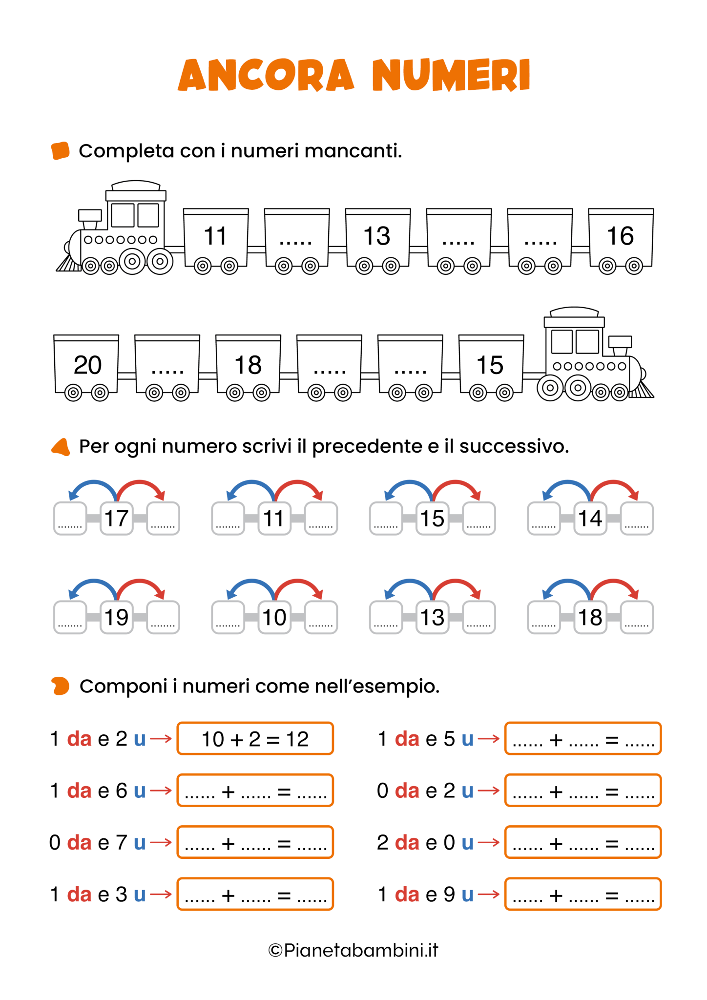 I Numeri Fino a 20: Schede per la Classe Seconda | PianetaBambini.it