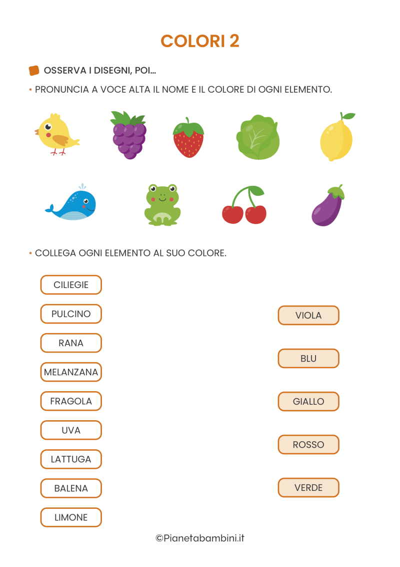 I Colori in Italiano: Schede per Stranieri e BES | PianetaBambini.it