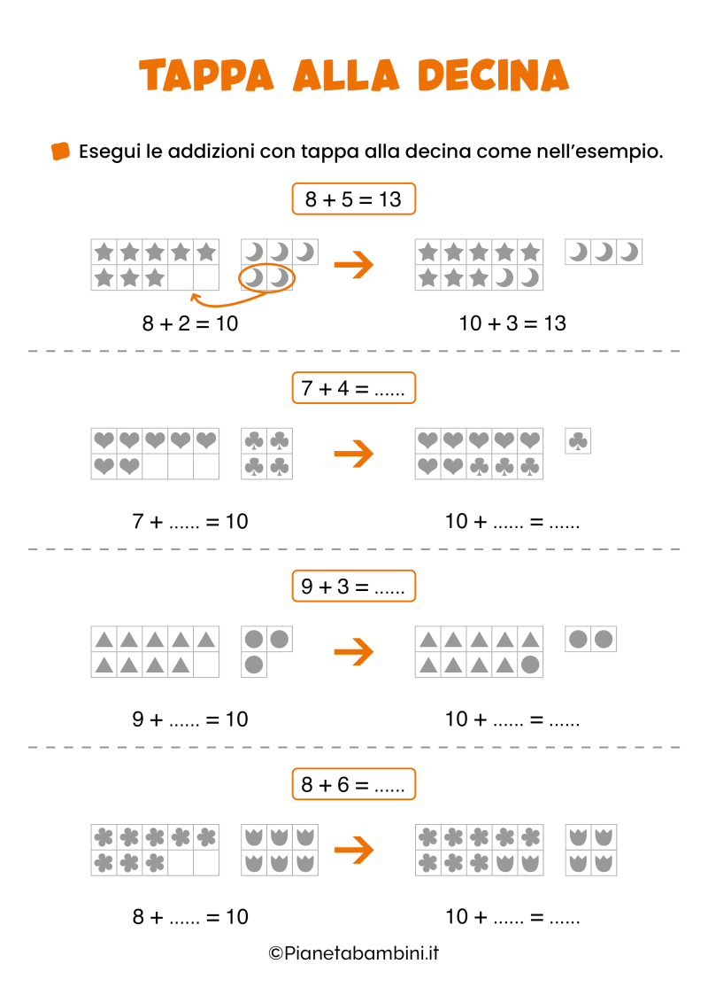Addizioni con Tappa alla Decina: Schede per la Classe Seconda ...