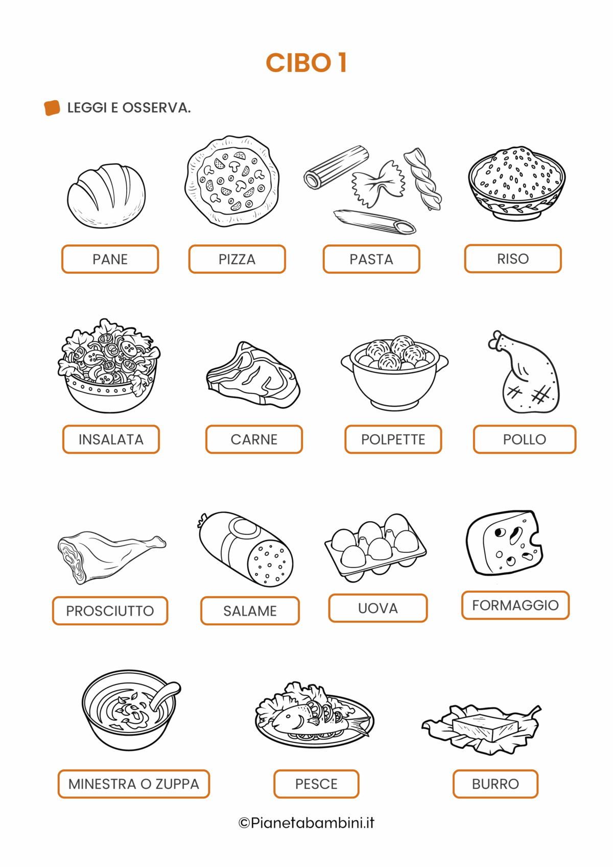 Il Cibo in Italiano: Schede per Stranieri e BES | PianetaBambini.it
