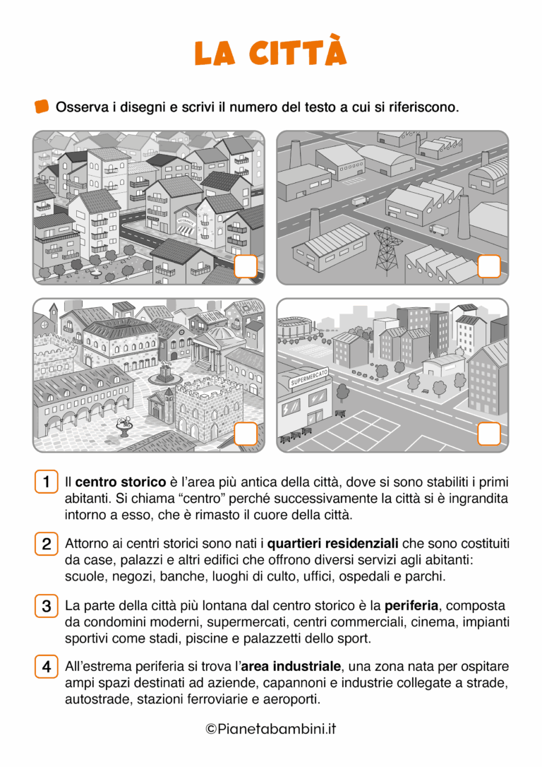 La Città: Schede per la Classe Terza | PianetaBambini.it