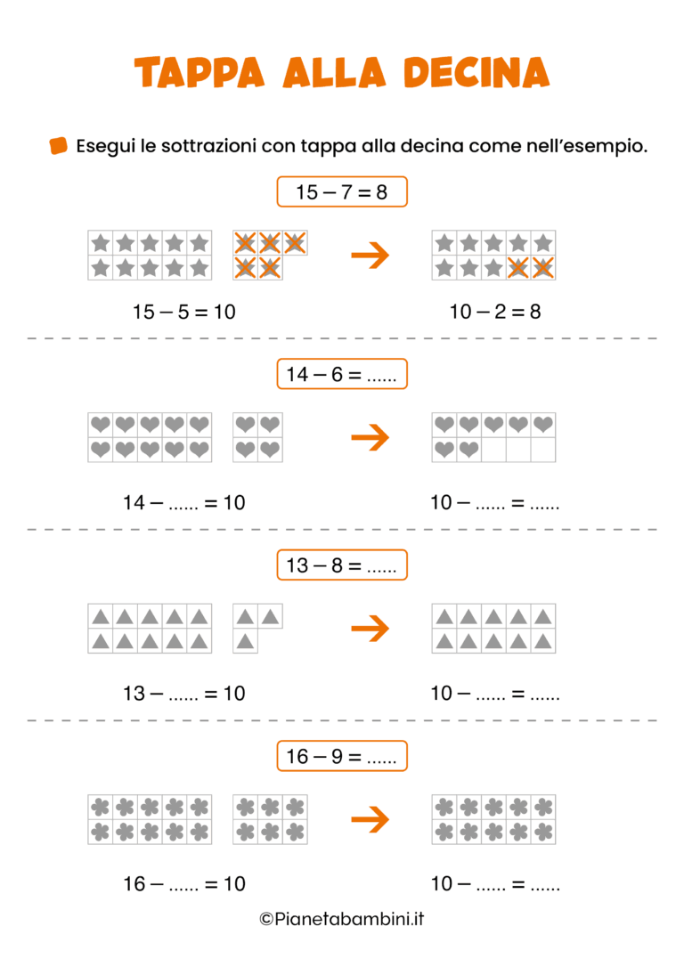 Sottrazioni con Tappa alla Decina: Schede per la Classe Seconda ...